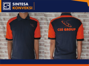 Seragam Polo Shirt CSS Group Kombinasi Warna Dongker dan Orange - Konveksi.co